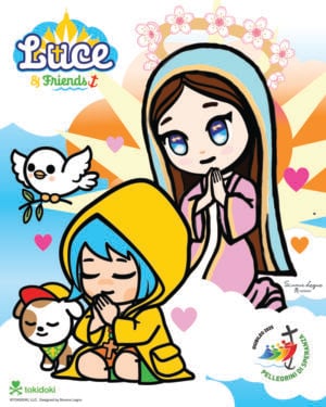 L'artista Simone Legno disegna “Luce” la mascotte del Giubileo 2025